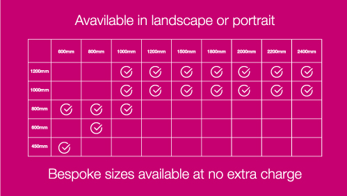Our Size Guide - Custom Size Whiteboards & Bespoke Options